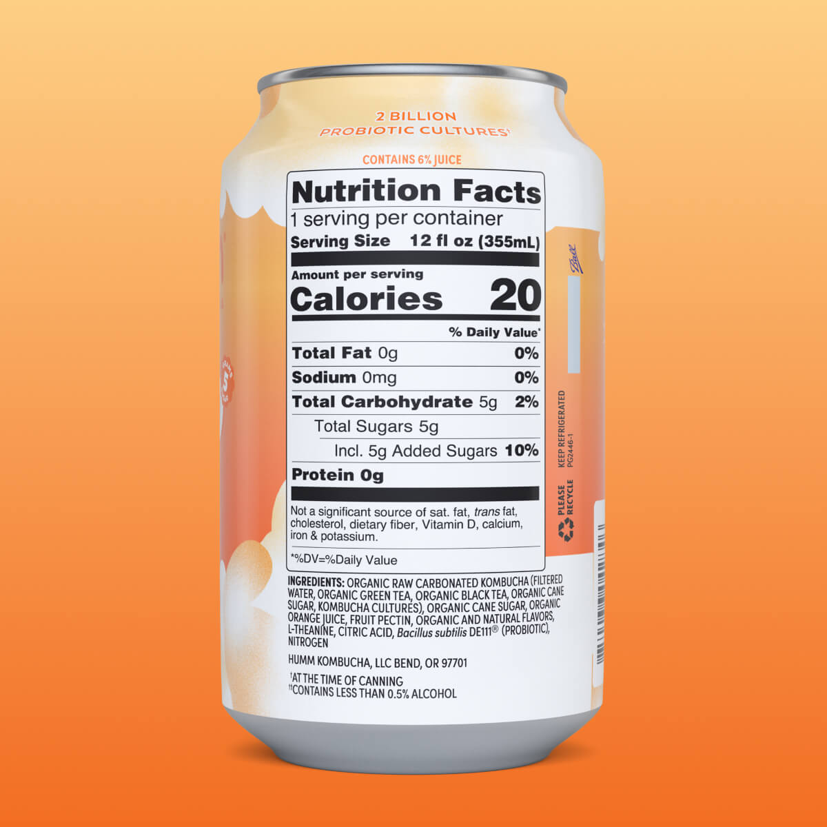 Nitro Orange Dream Pop Kombucha – Humm Kombucha